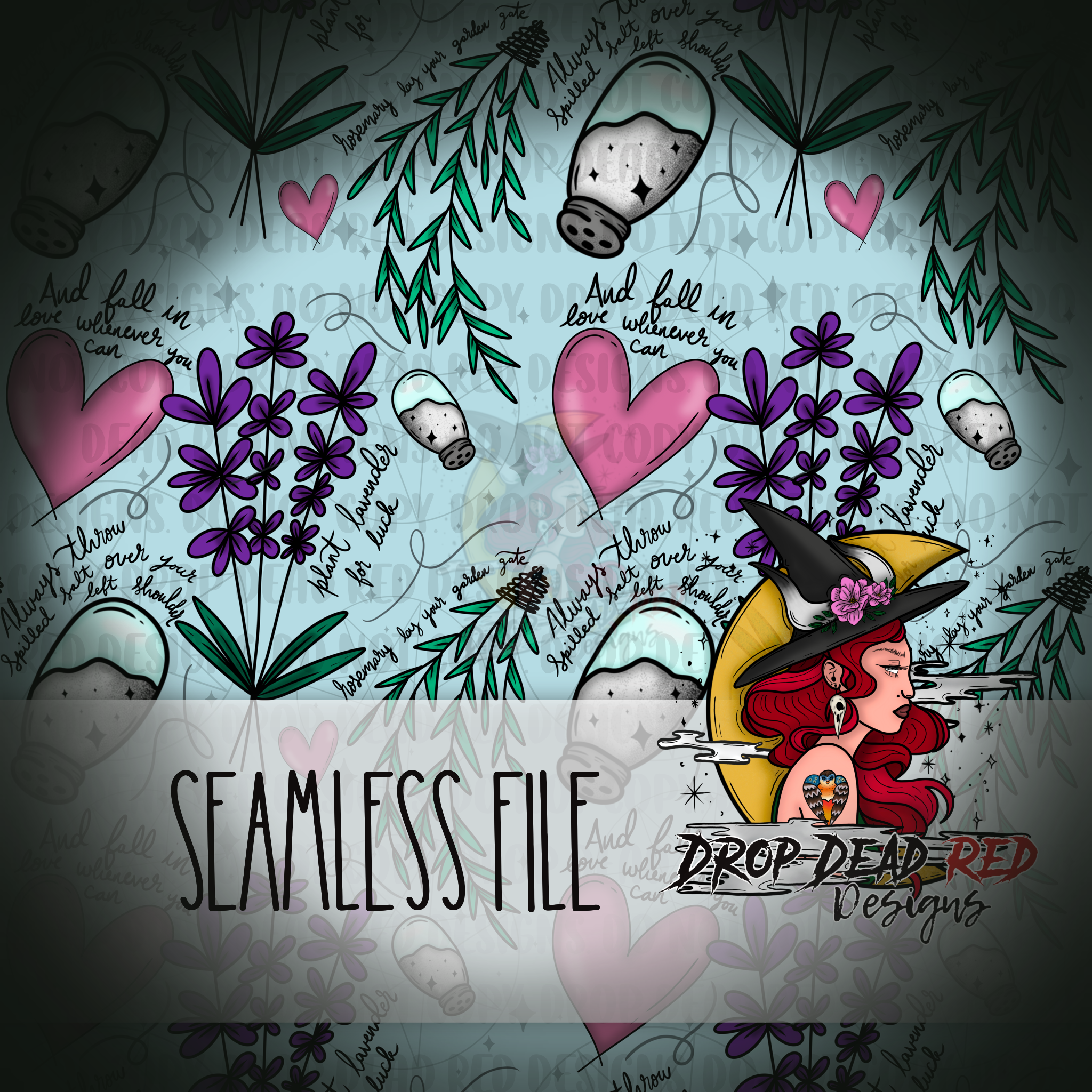 Salt Rosemary Lavender ans Love - Seamless Digital File – Drop Dead Red ...