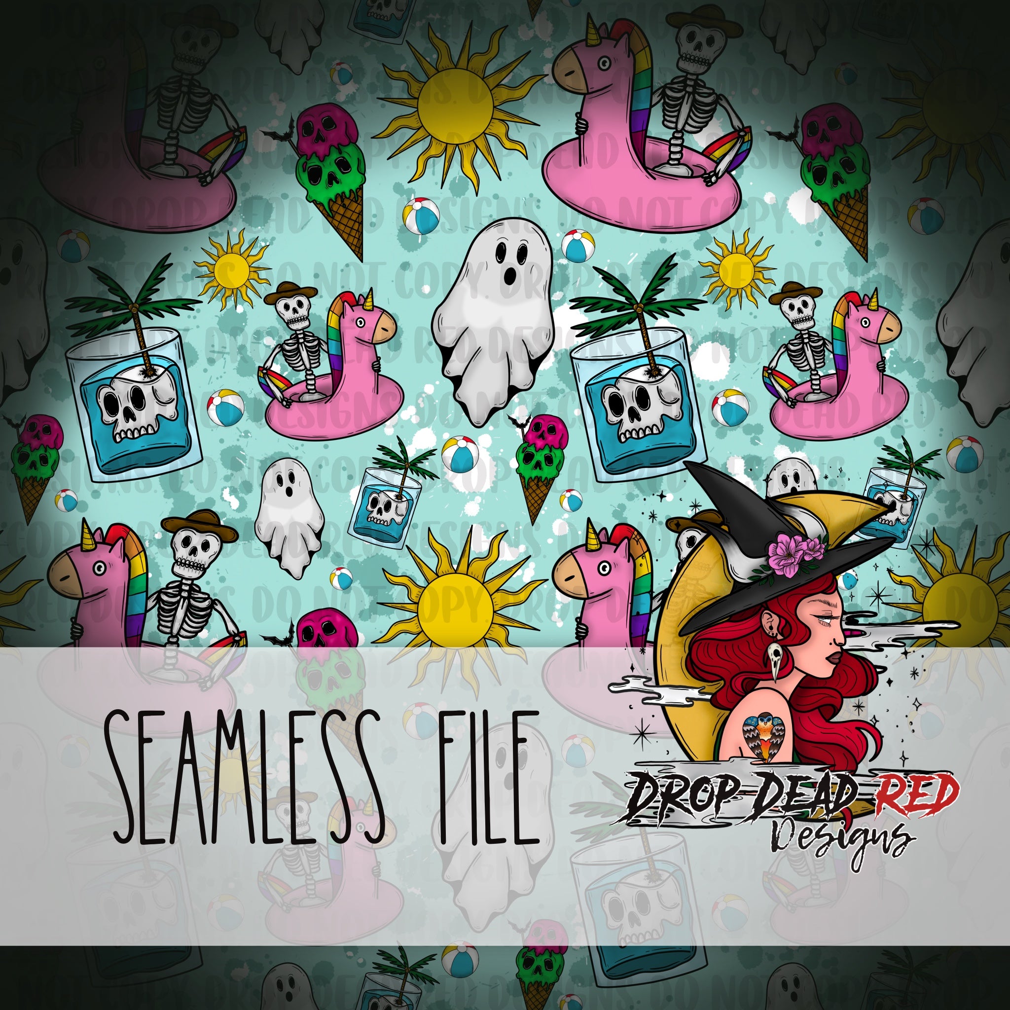 Spooky Summer Fun - Digital Seamless File – Drop Dead Red Designs